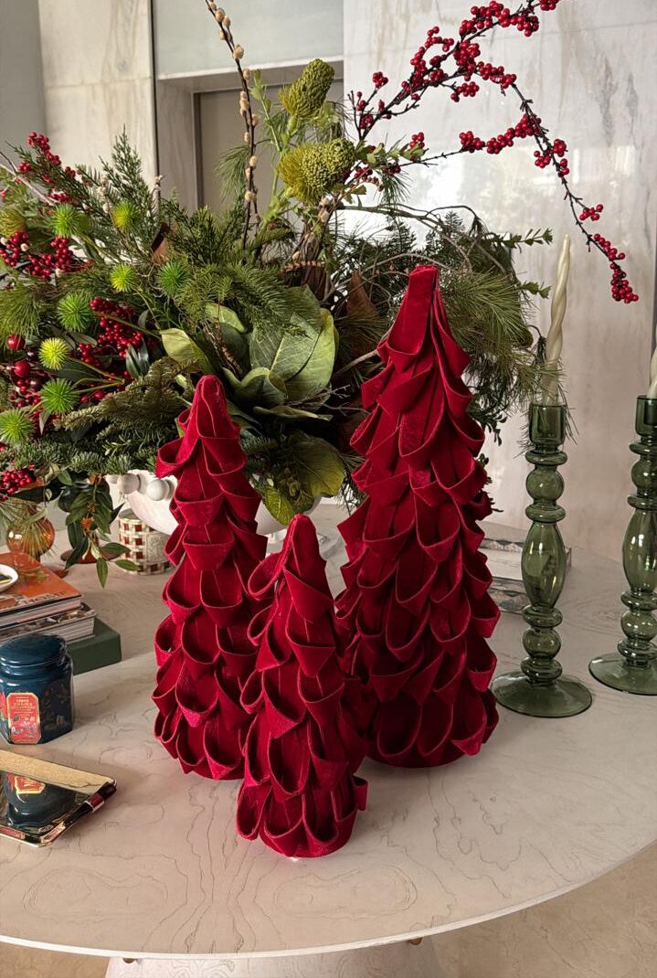 Topiario en Cinta Roja Velvet 24" - Florenzza